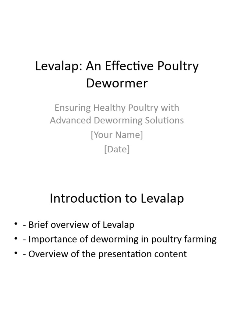 Levalap Poultry Dewormer Presentation | PDF