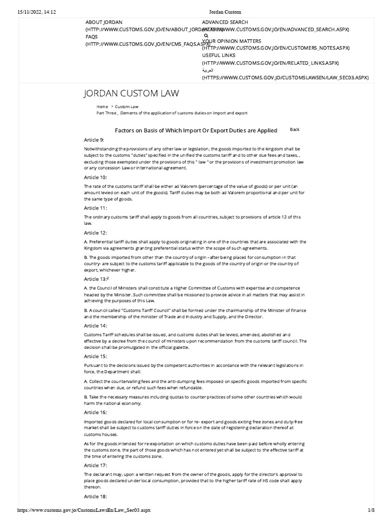 Jordan Law | PDF | Customs | Sales