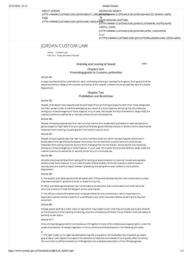 Jordan Law | PDF | Cargo | Customs
