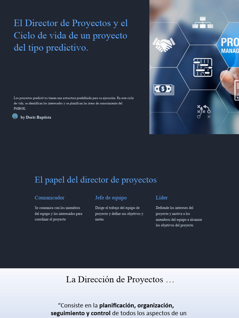 Ciclo de Vida de Un Proyecto Predictivo y Los Interesados en Proyecto Rol Del Director de ...