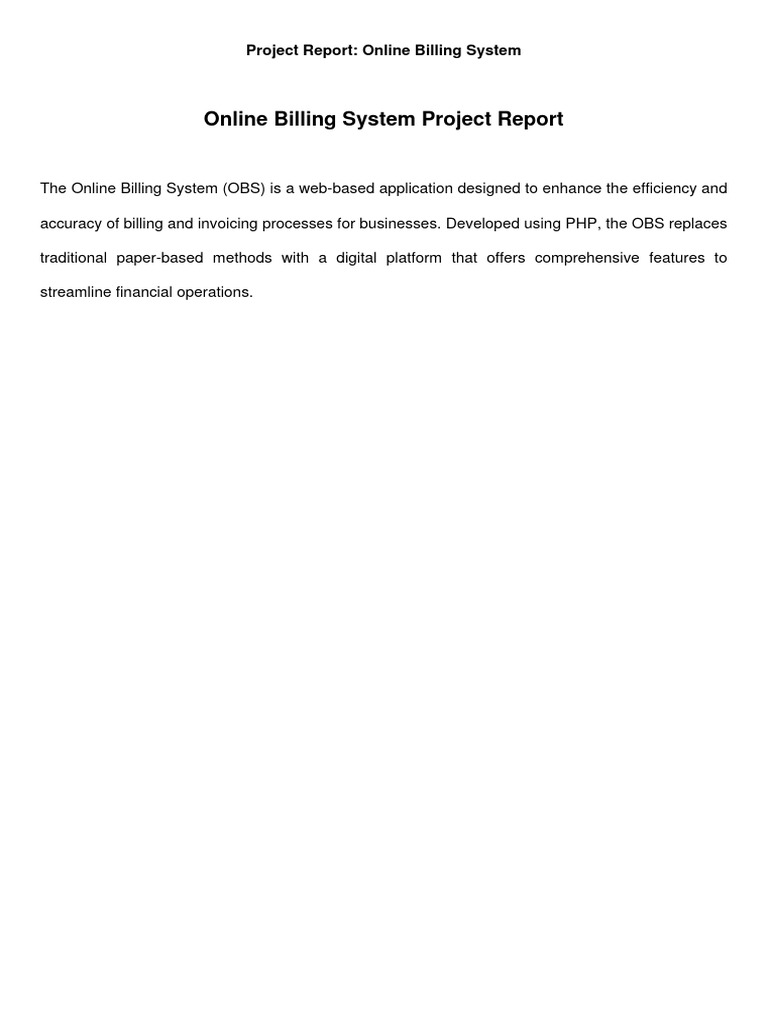 Online Billing System Project Report | PDF | Database Transaction | Php