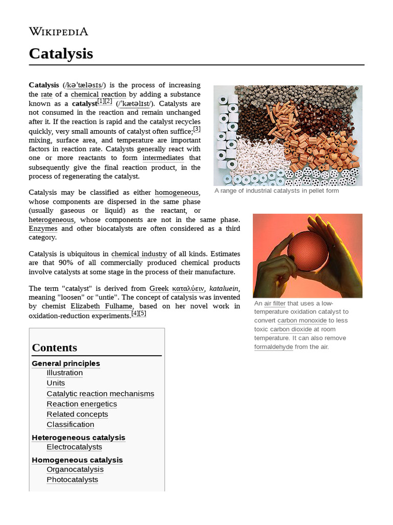 Catalysis | PDF | Catalysis | Heterogeneous Catalysis