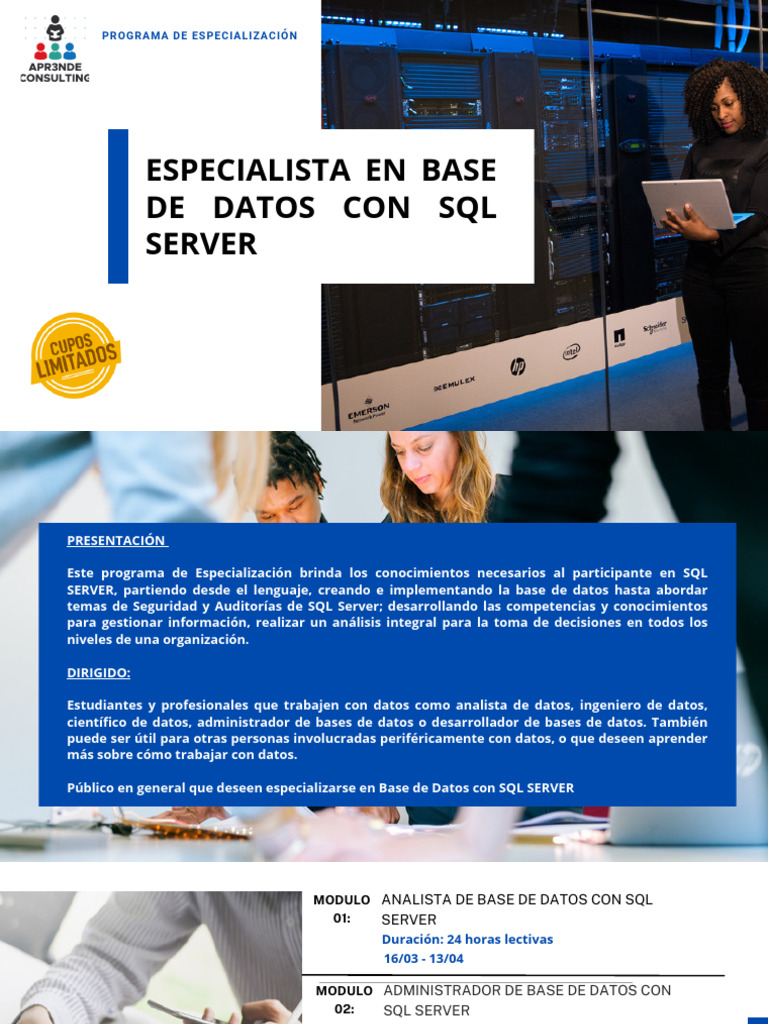 Brochure Especialista De Base De Datos Sql Server Pdf Servidor Sql De Microsoft Sql 7527