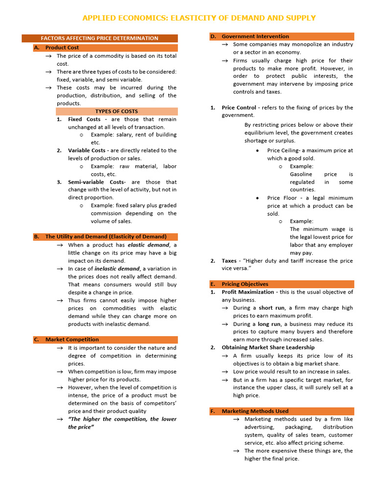 Applied Econ 4th Quarter | PDF | Demand | Elasticity (Economics)