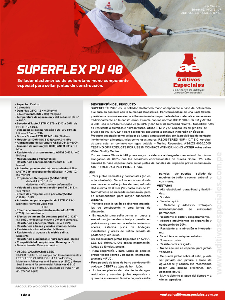 FT Superflex Pu 40 | PDF | Materiales | Ciencias fisicas