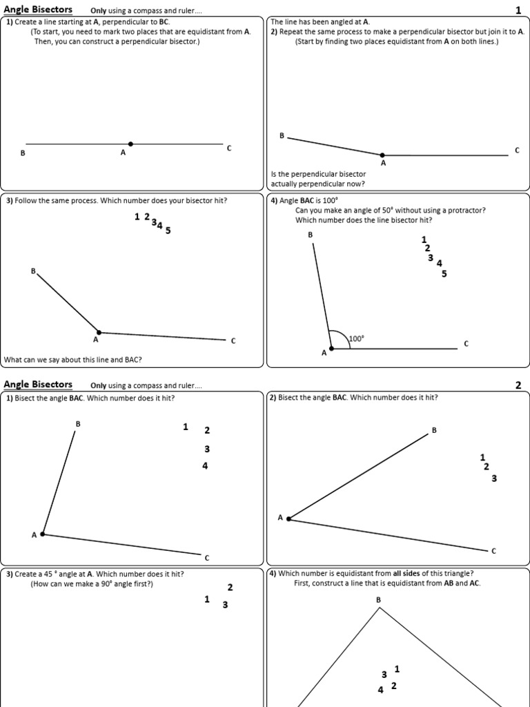 Angle Bisectors Worksheet A A4 | PDF | Triangle Geometry | Geometry