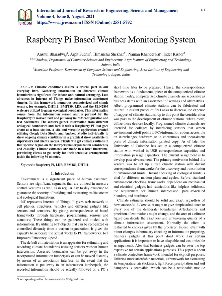 Ijresm V4 I8 26 | PDF | Internet Of Things | Raspberry Pi