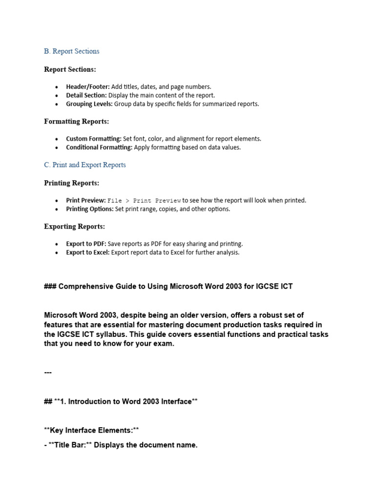 Mastering Reports in Word 2003 | PDF