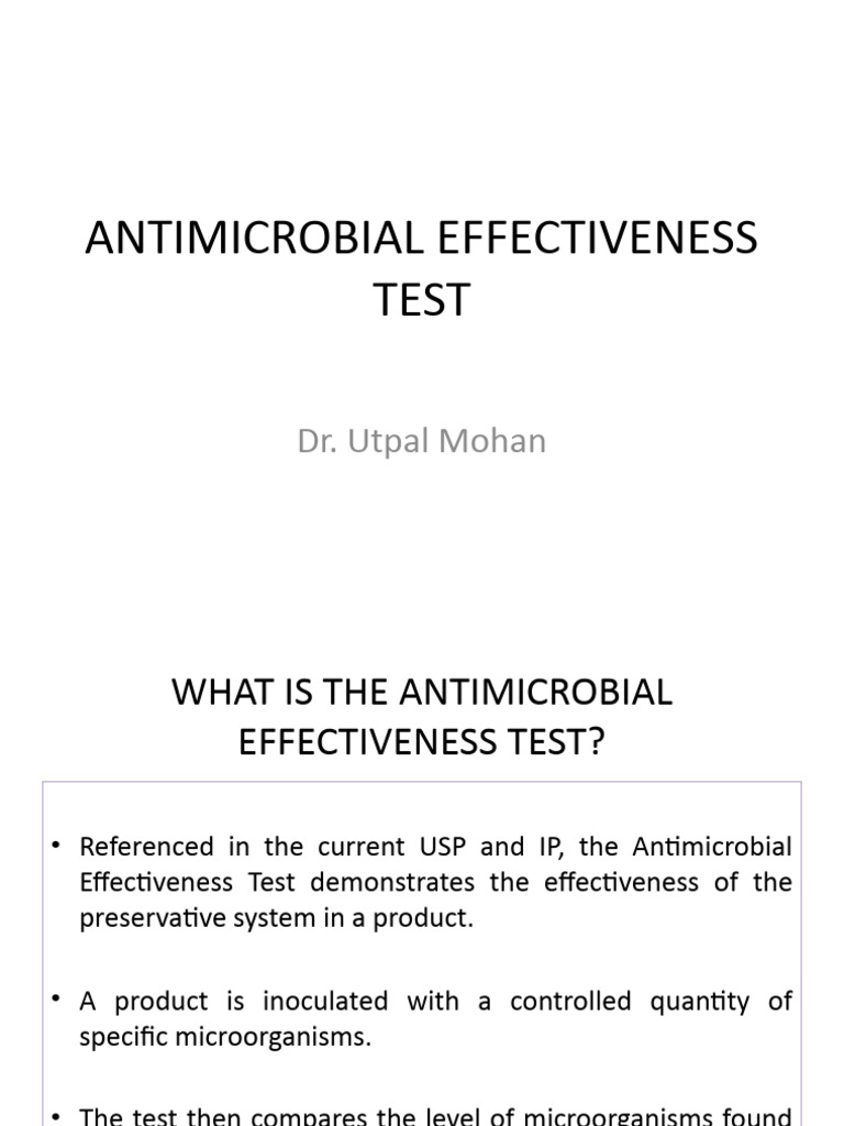 Antimicrobial Effectiveness Testing Guide | PDF | Antimicrobial ...