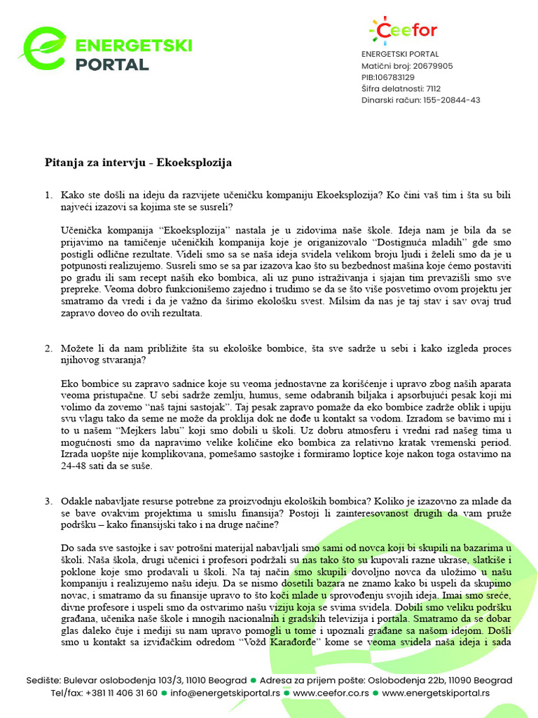 Pitanja Za Intervju | PDF