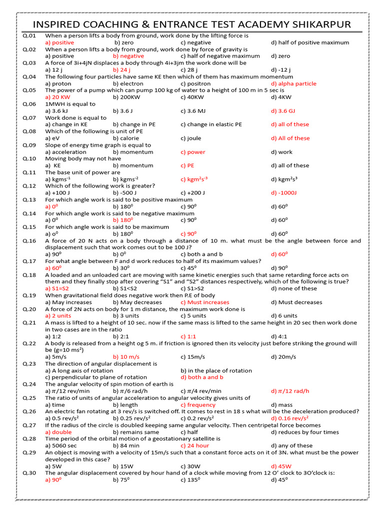 Papa Test Physics | PDF | Rotation | Acceleration