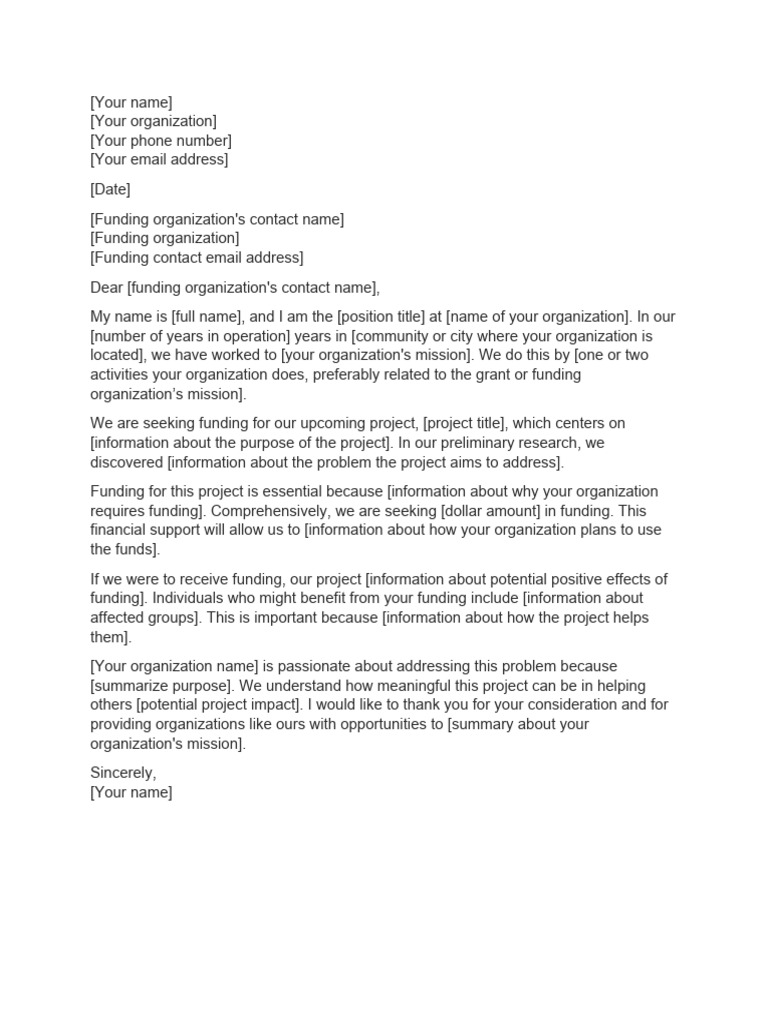 Grant Proposal Cover Letter Template | PDF