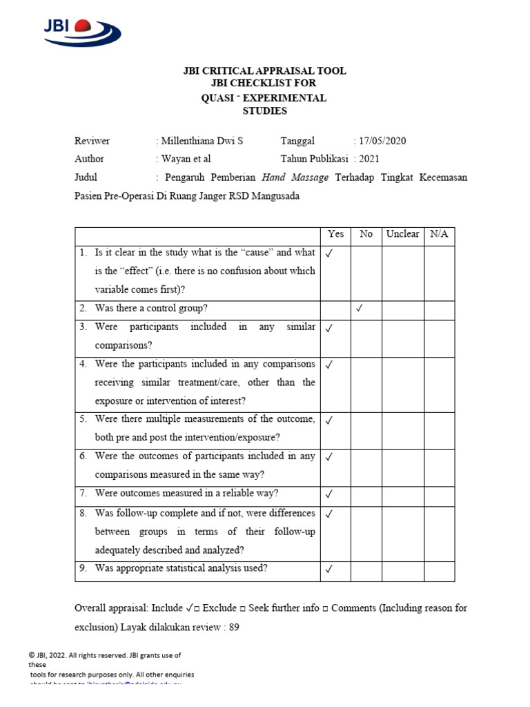 Jbi Critical Appraisal Tool | PDF | Medical Treatments | Medical ...