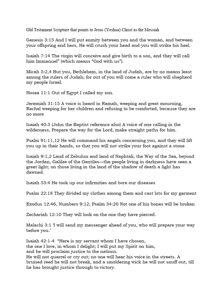 Old Testament Scripture That Points To Jesus1 | PDF | Jesus | Book Of ...