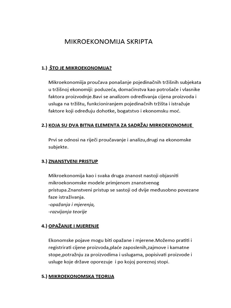 Mikroekonomija Skripta | PDF