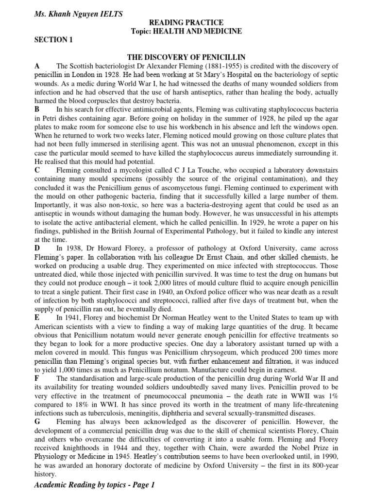 2 Health Reading Passages | PDF | Penicillin | Obesity