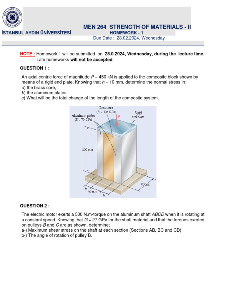 Strength of Materials II-HW 1-4 | PDF