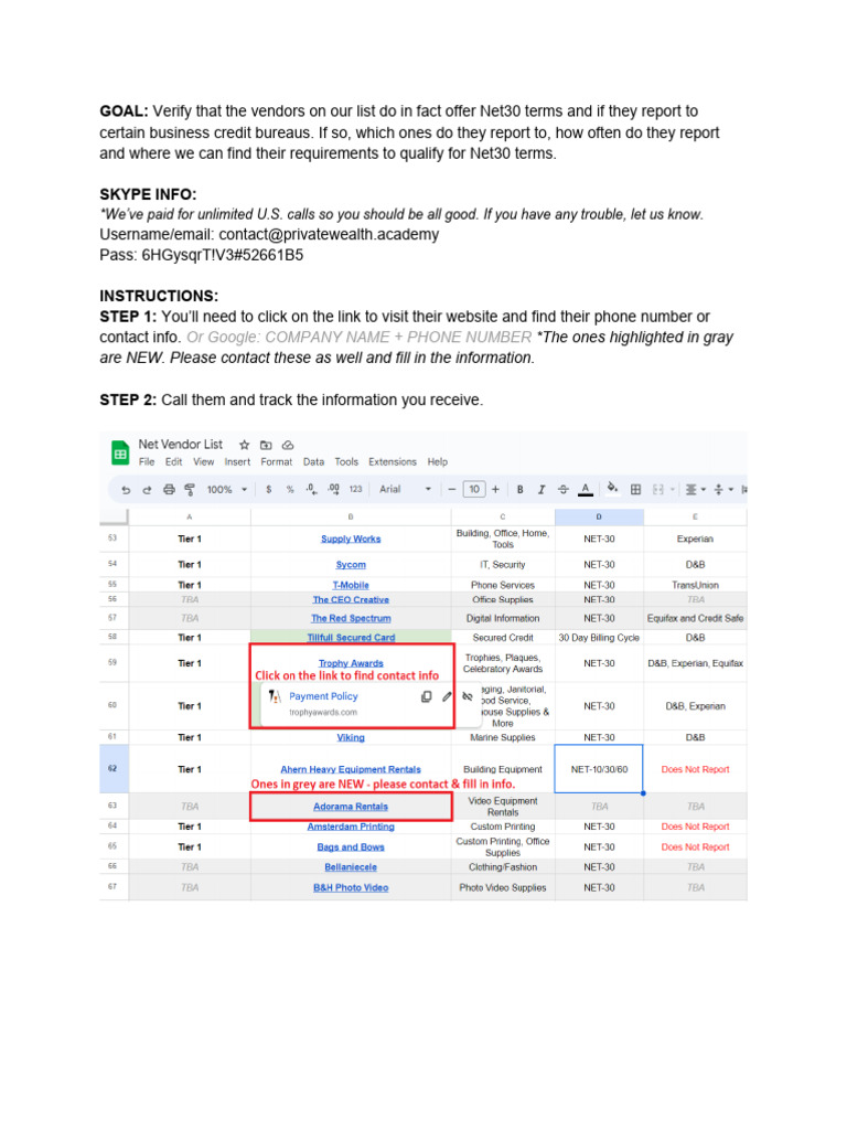 Instructions For Vendor Verification | PDF