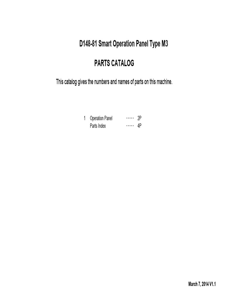 Smart Operation Panel Parts Catalog | PDF