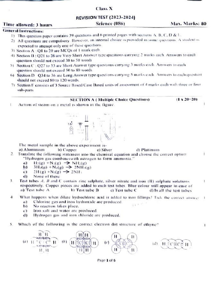 Science Revision Test | PDF