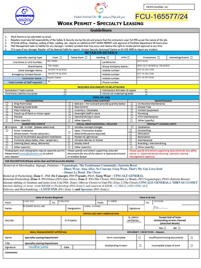 Work Permit - DFC Studio | PDF