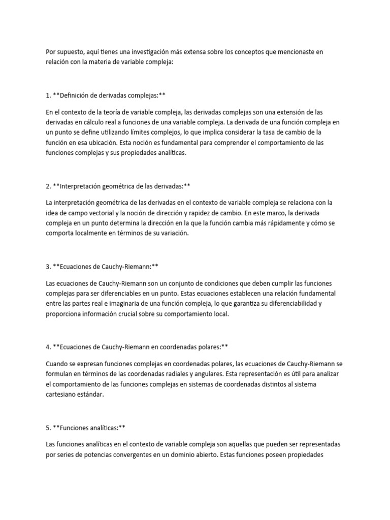 Variable Compleja Investigación | PDF | Análisis complejo | Función ...