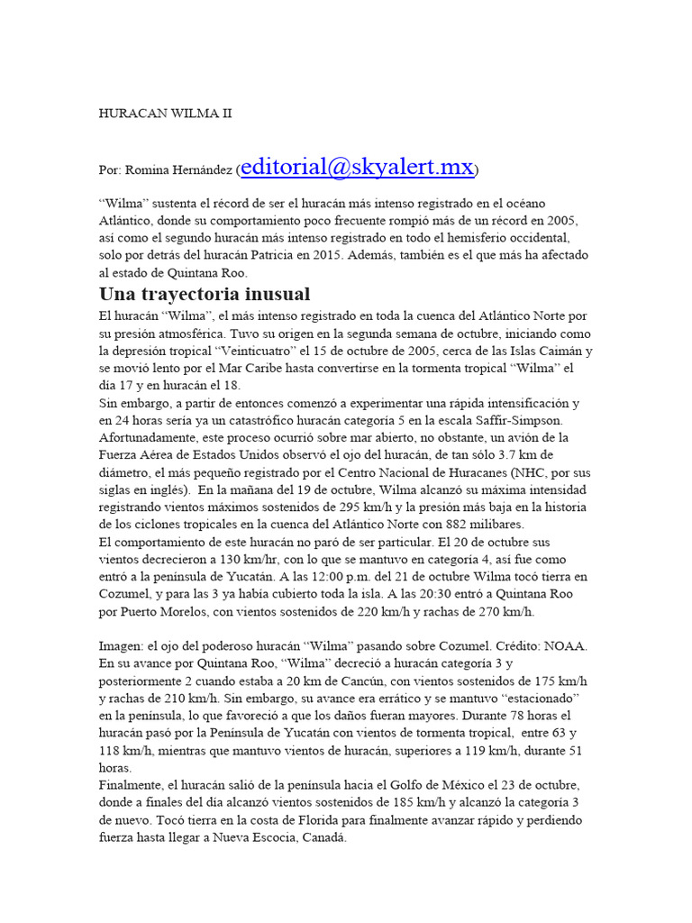 Huracan Wilma Ii | PDF | Ciclones tropicales | Meteorologia Tropical