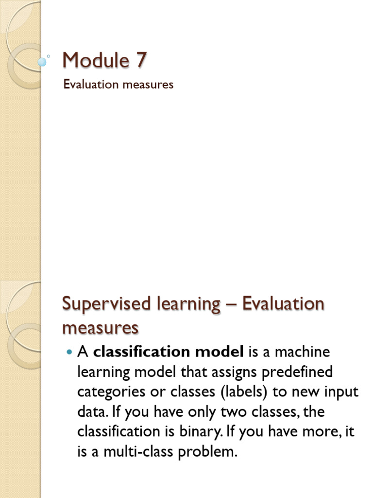 Module 7 - Evaluation Measures | PDF | Sensitivity And Specificity | Statistical Classification