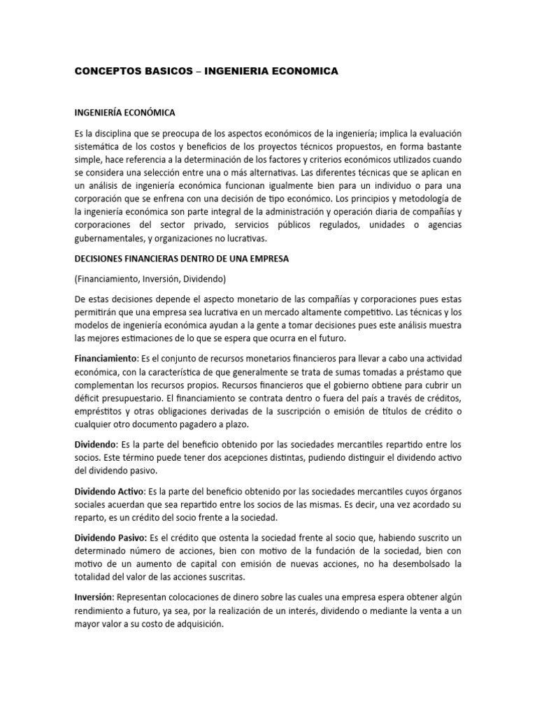 CONCEPTOS BASICOS | PDF | Inflación | Interés