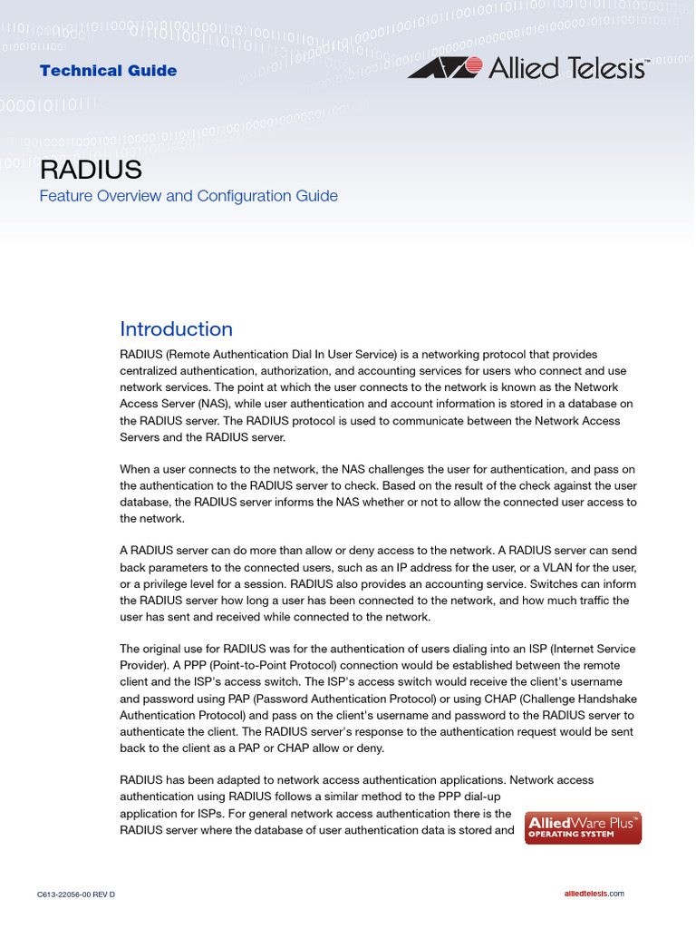 Radius Feature Overview Guide | Download Free PDF | Radius | Proxy Server