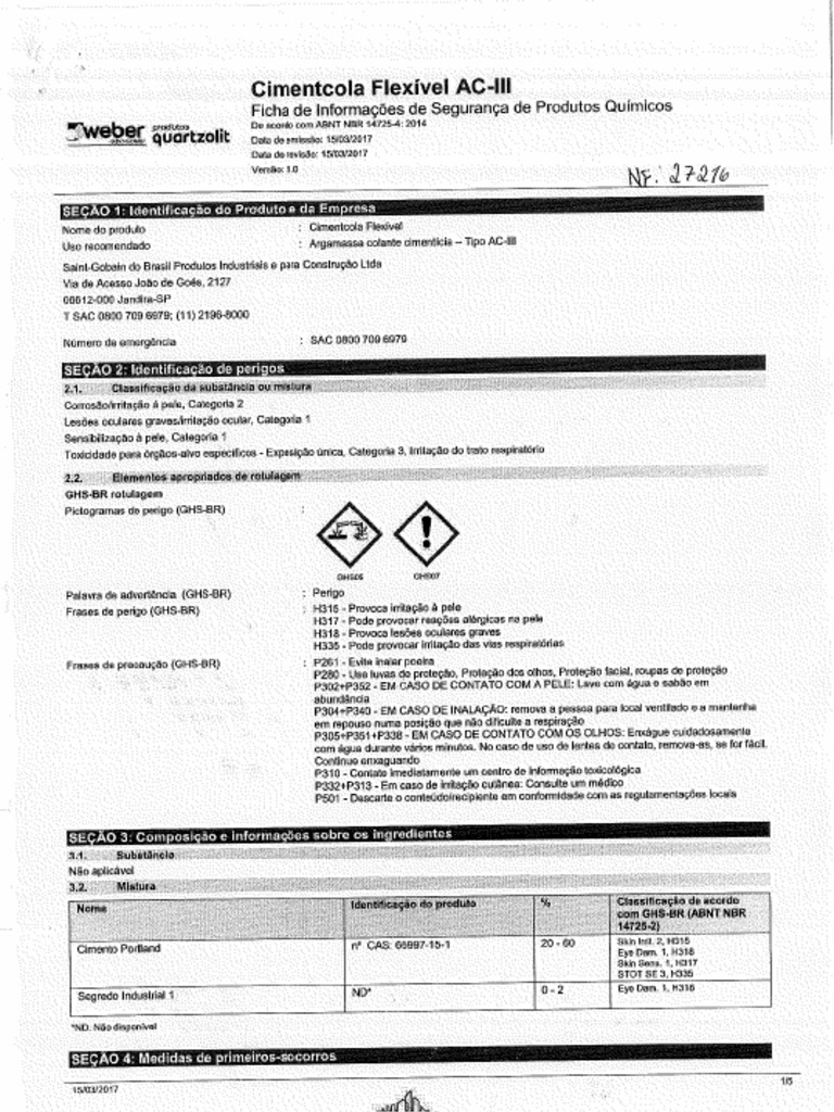 Argamassa para Revestimento Ac - Iii Cinza | PDF