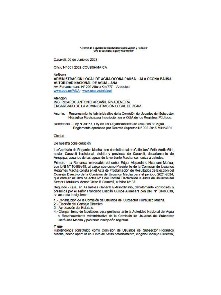 MODELO DE LOS DOCUMENTOS DE ANA. | PDF