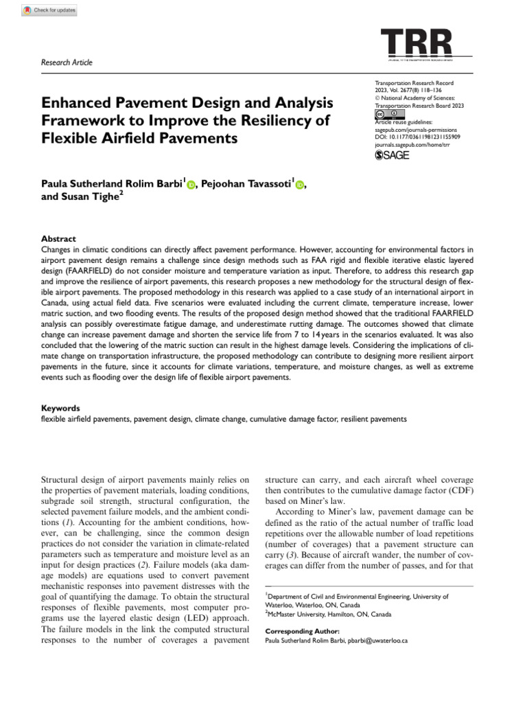 Enhanced Pavement Design and Analysis Framework To Improve The Resiliency of Flexible Airfield ...