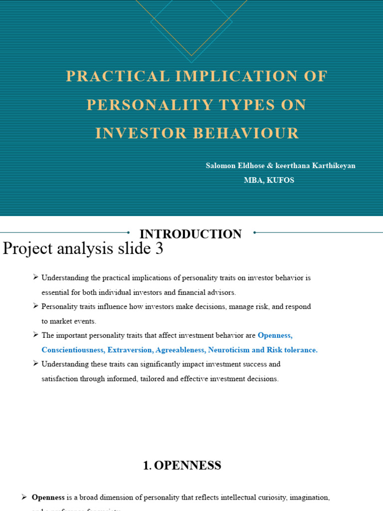 Practical Implication of Personality Traits and Investor Behaviour ...