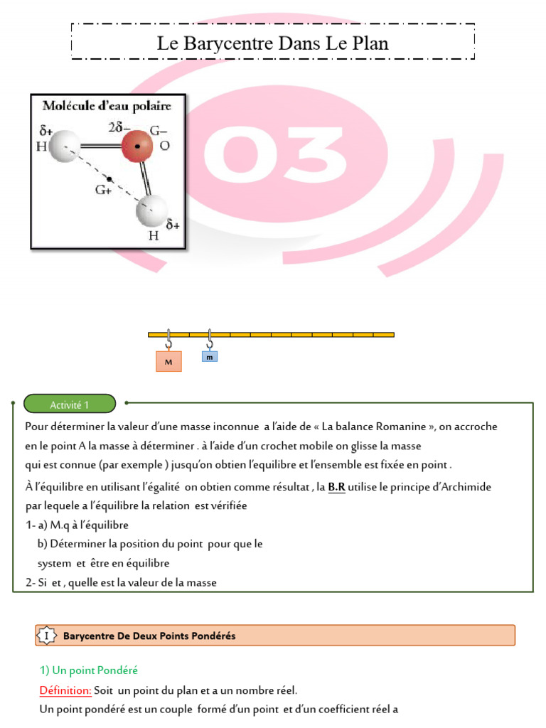 Barycentre et Propriétés des Points Pondérés | PDF | Mathématiques ...