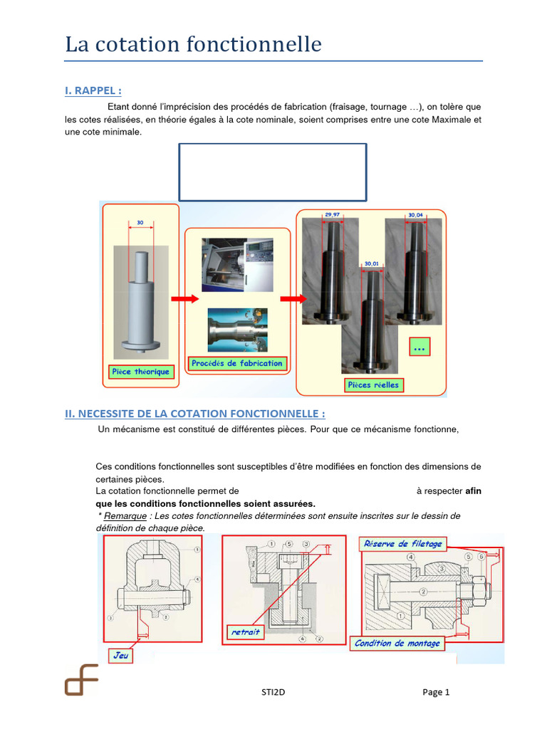 Introduction à la cotation fonctionnelle | PDF