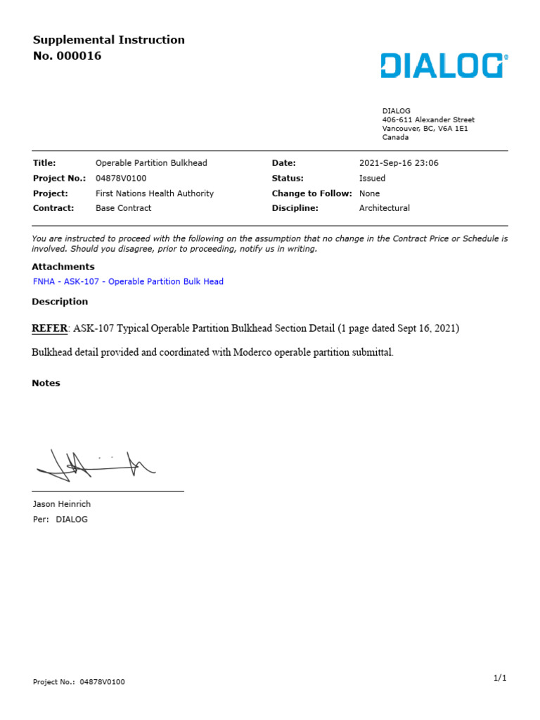 SI 016 - Operable Partition Bulkhead | PDF