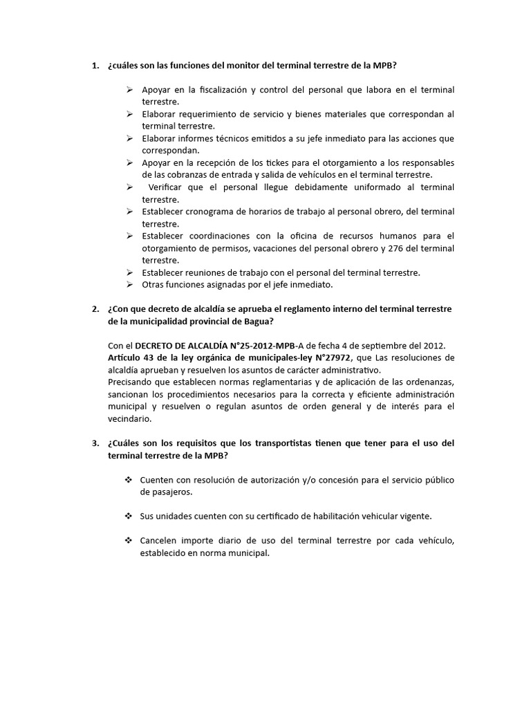 Cuáles Son Las Funciones Del Monitor Del Terminal Terrestre de La MPB | PDF