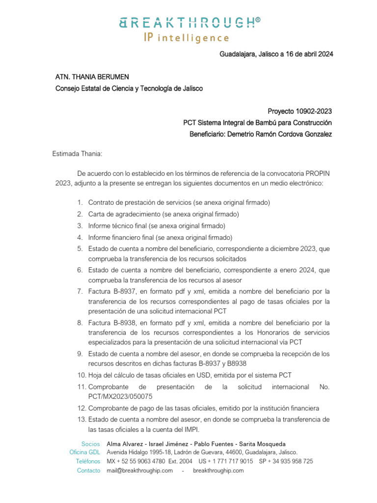 Carta Acuse 10902 | PDF | Finanzas y dinero