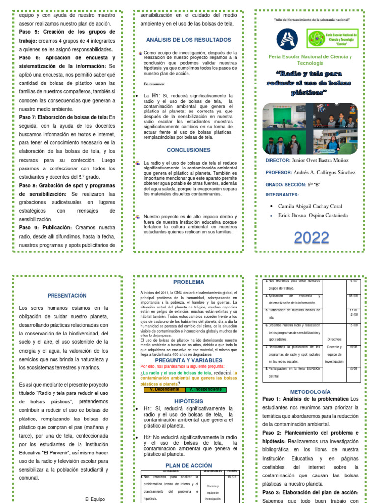 Tripticos de Bolsas de Tela - 2022 | PDF | Entorno natural | El plastico