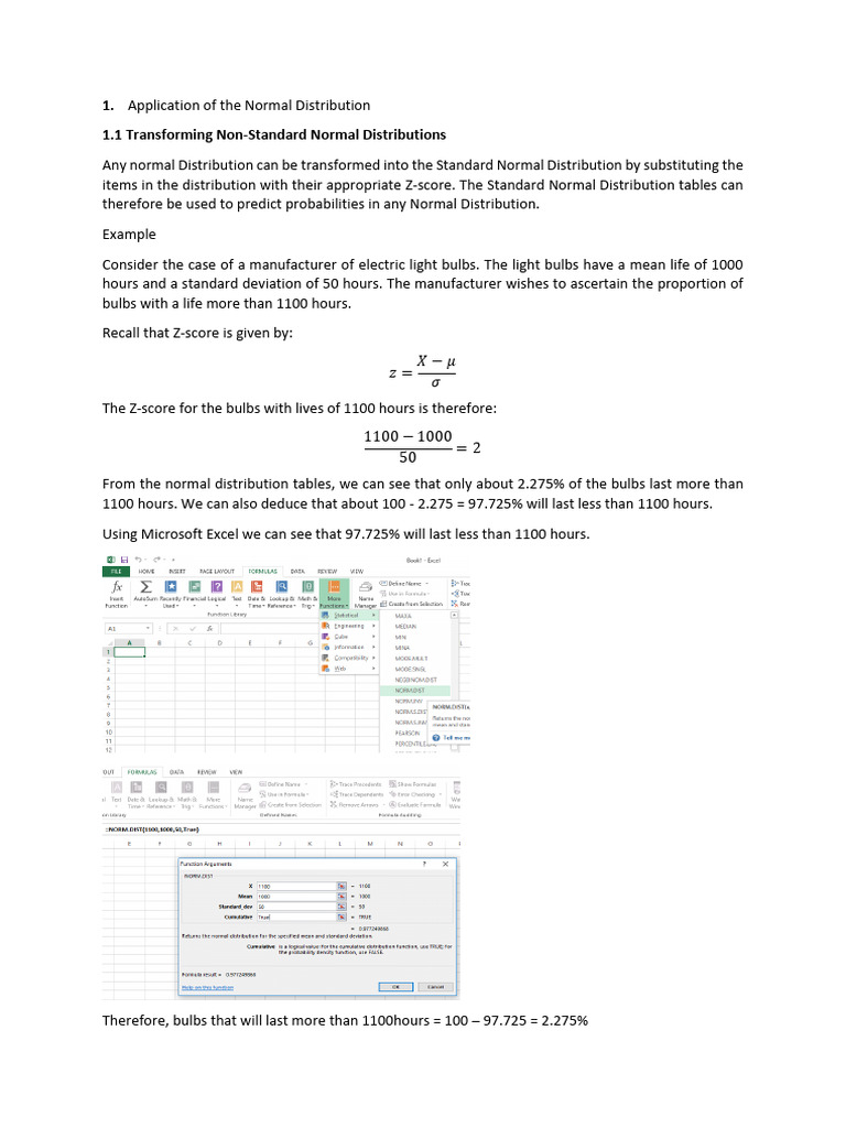 Application of The Normal Distribution | PDF | Normal Distribution ...