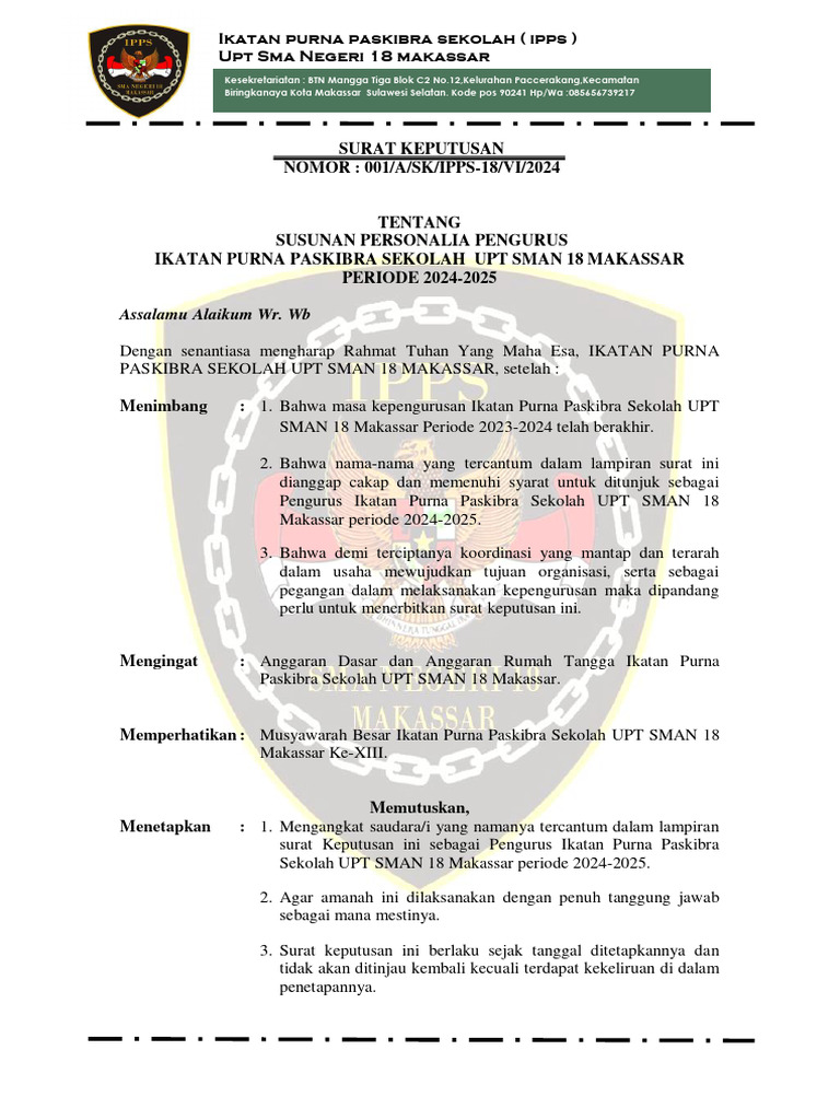 001 - SK Pengurus | PDF