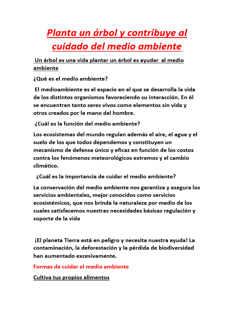 Planta Un Árbol y Contribuye Al Cuidado Del Medio Ambiente Gustavo ...