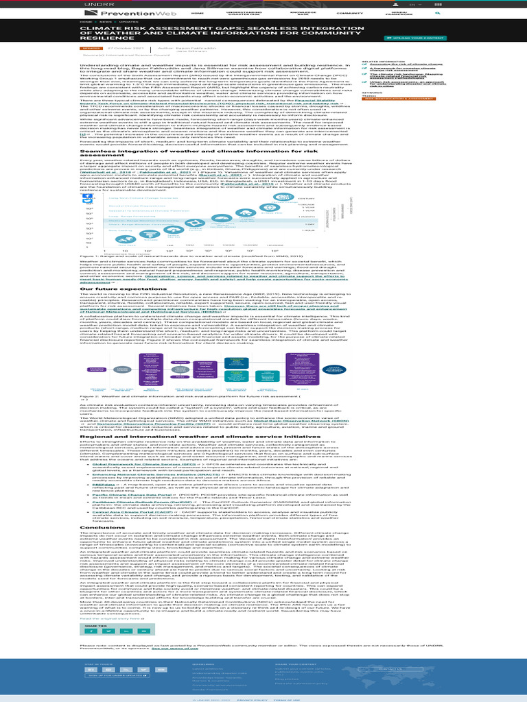 Seamless Integration of Weather, Climate Information For Resilience - PreventionWeb | PDF ...