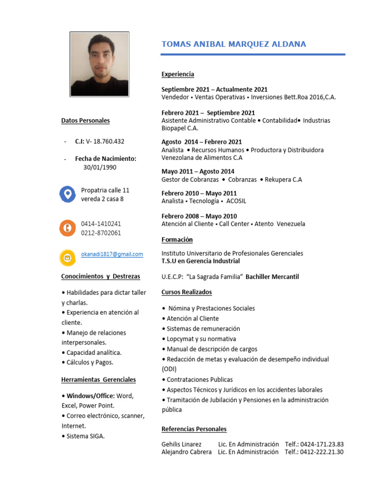 CV TOMAS ACTUALIZADO Def | PDF | Business