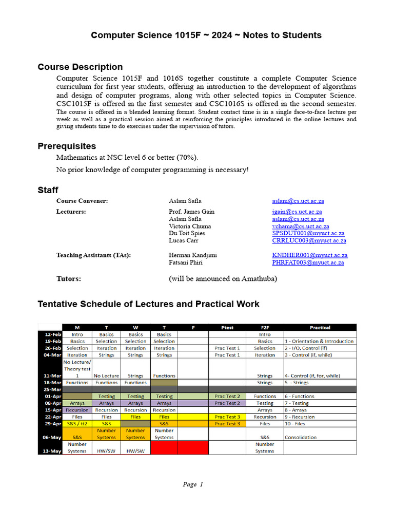 Csc1015f 2024 Notes V1 1 Pdf Lecture