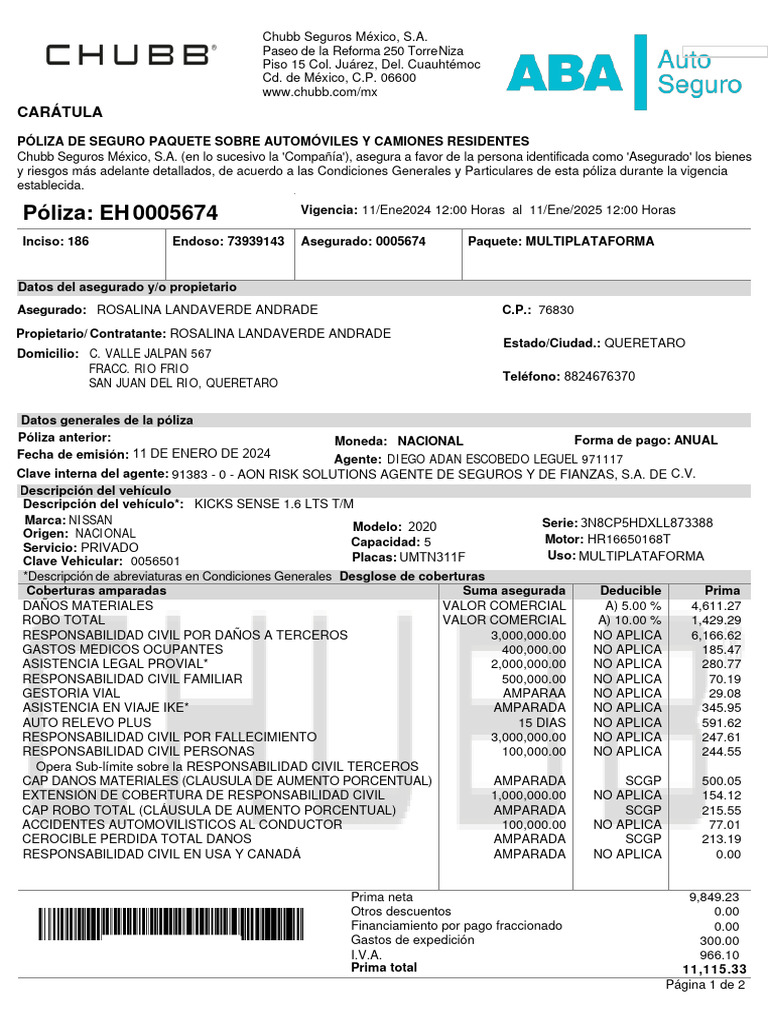 Ejemplo De Poliza De Responsabilidad Civil