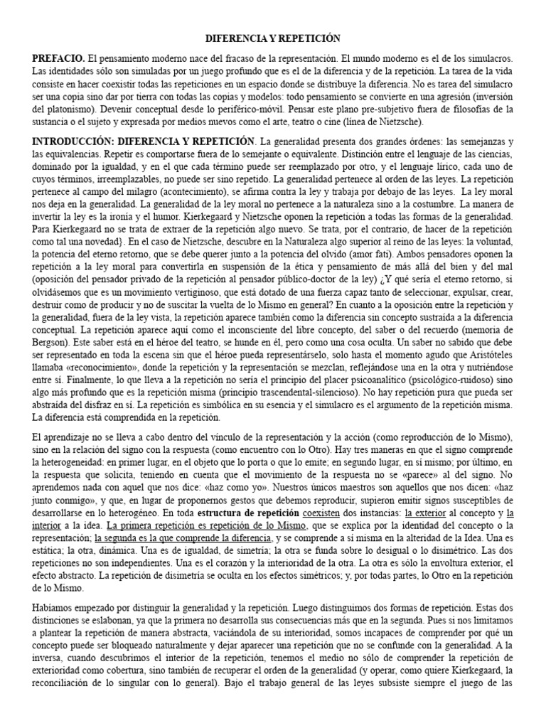 DELEUZE Diferencia y Repeticion | PDF | Georg Wilhelm Friedrich Hegel | Esencia