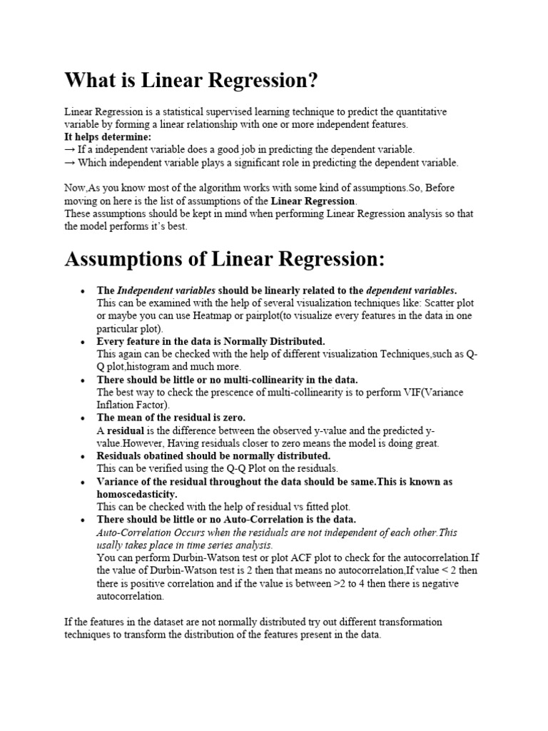 What Is Linear Regression | PDF | Regression Analysis | Errors And ...