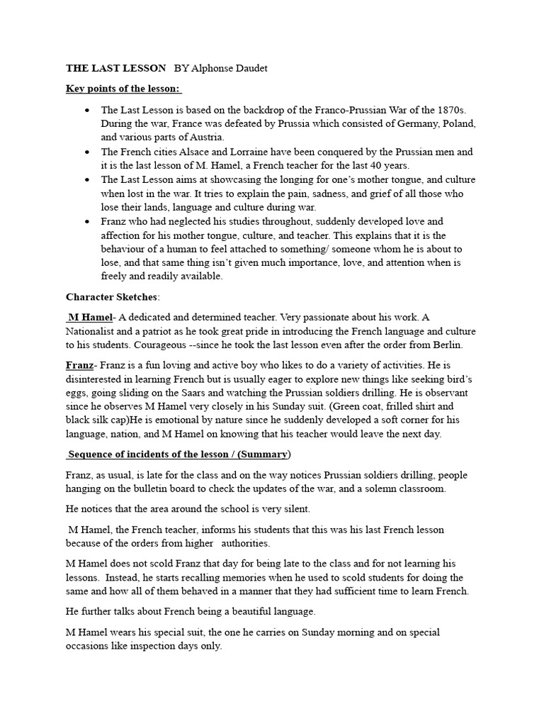 The Last Lesson | PDF
